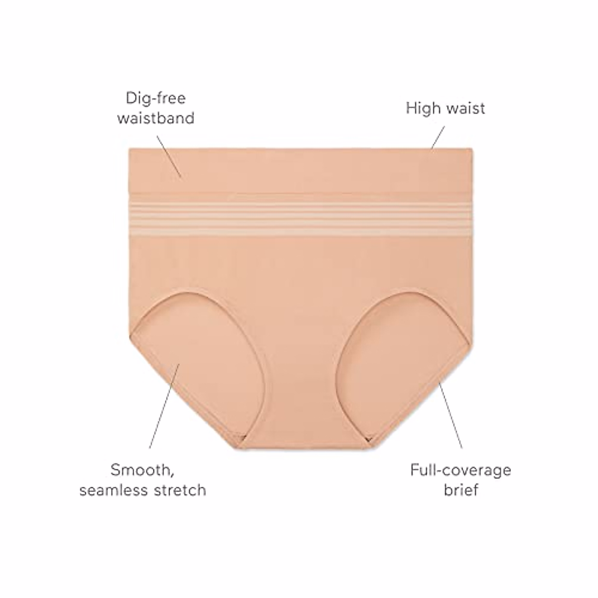 Warner's womens No Pinching No Problems Dig-free Comfort Waist With Lace Smooth and Seamless Brief Rs1501p Underwear, Butterscotch, Medium US