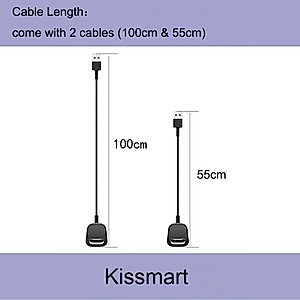 Kissmart Charger for Fitbit Charge 4/Charge 3, Charging Cable Cord for Fitbit Charge 4/3 Smart Wristband (2Pack, 1.8ft & 3.3ft)