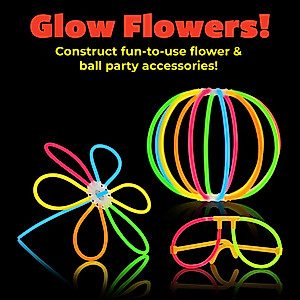 PartySticks Moondance Glow Sticks and Connectors - 40pk Glow in The Dark Party Favors with 16 Glow Sticks Party Decorations and 24 Connectors for Light Up Glasses, Glow Necklaces, Glow Bracelets
