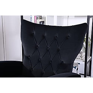 OUYESSIR Rocking Chair Nursery, Upholstered High-Back Glider Chair, Comfortable Rocker Fabric Padded Seat, Modern Leisure Single Accent Arm Chair for Living Room, Hotel, Bedroom (Black)