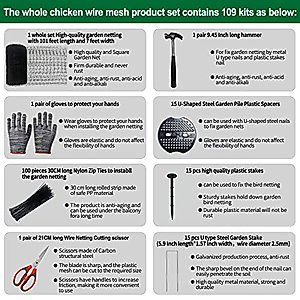 NestBasics Garden Bird Netting Garden Fencing Netting mesh 101 ft x 7 ft Durable Bird Netting Fencing Barrier for Plastic Protection net mesh for Fruit Vegetable Flower Garden