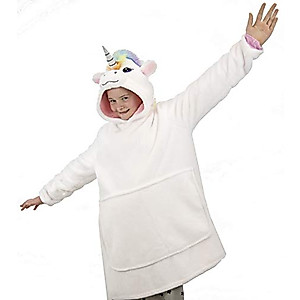 Plushible Blanket Hoodie for Kids - Unicorn Hooded Sweatshirt Blankets for Girls, Toddler and Teen - Comfy and Cozy Sherpa Lined Oversized Wearable Animal Hoodies - Adult and Children
