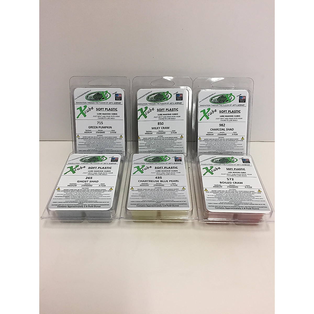 PLASTISOL Fishing Lure Making Plastic Cubes - Starter KIT 6 Pack - Over 16 oz (1 Pint) Total Resin