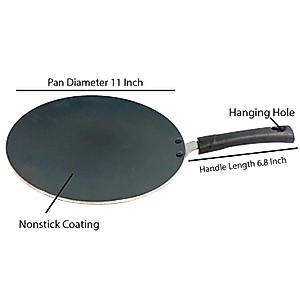 Aluminum Non Stick Chapati Tawa Paratha Pan Roti Tawa Non-Stick Concave Tawa 2.6 mm Thickness Aluminum Tawa Free Wooden Spatula And Scrubber(285MM)