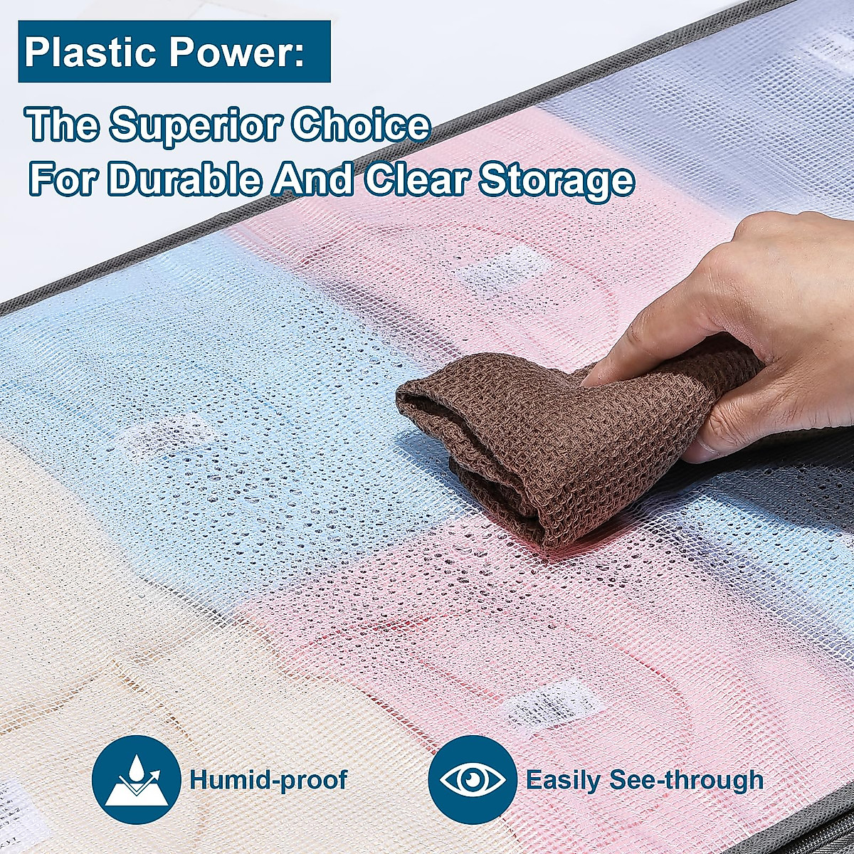 4 Packs Under Bed Storage Containers Bins, Humid-Proof Plastic Underbed Storage Bins, Closet Organizers and Clothes Storage Bags, Under the Bed Blanket Storage with Handles for Clothes,Bedroom