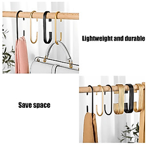 AUXBC Aluminium Alloy C-Shape Hooks, 6 PCS, Heavy Duty Multifunctional Hooks, Black Closet Accessories for Hanging Clothes, Towels, Shoe Bag, Scarf, Hat