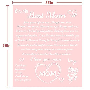 Aiideals Gifts for Mom, Birthday Gifts for Women, Mom Birthday Gifts from Daughter or Son, I Love You Mother Gift Blanket for Valentines Day, for Mom, 65x55 inch, Blush