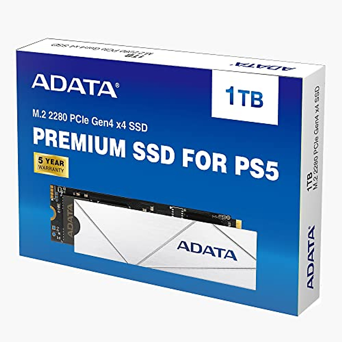 ADATA Premium SSD for PS5 1TB PCIe Gen4 M.2 2280 Internal Gaming SSD Up to 7,400 MB/s (APSFG-1T-CSUS)