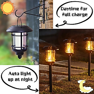 Dynaming 6 Pack Solar Flame Torch Lights Outdoor, Dual Use Flickering Flame Garden Light, Hanging Lantern Lights, Auto On/Off & Waterproof Landscape Lighting for Lawn Patio Yard Walkway Driveway