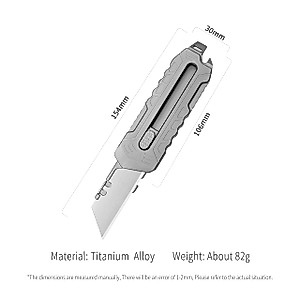 TGZUO Titanium Retractable Pocket Knife 6 inch Utility Knife with 10pcs Carbon Steel Blades
