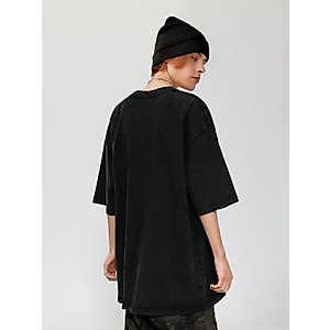 Aelfric Eden Graphic Tees Shirts Oversized Doberman T Shirt Doggy Washed Streetwear Unisex Crewneck Summer Tops Black XL