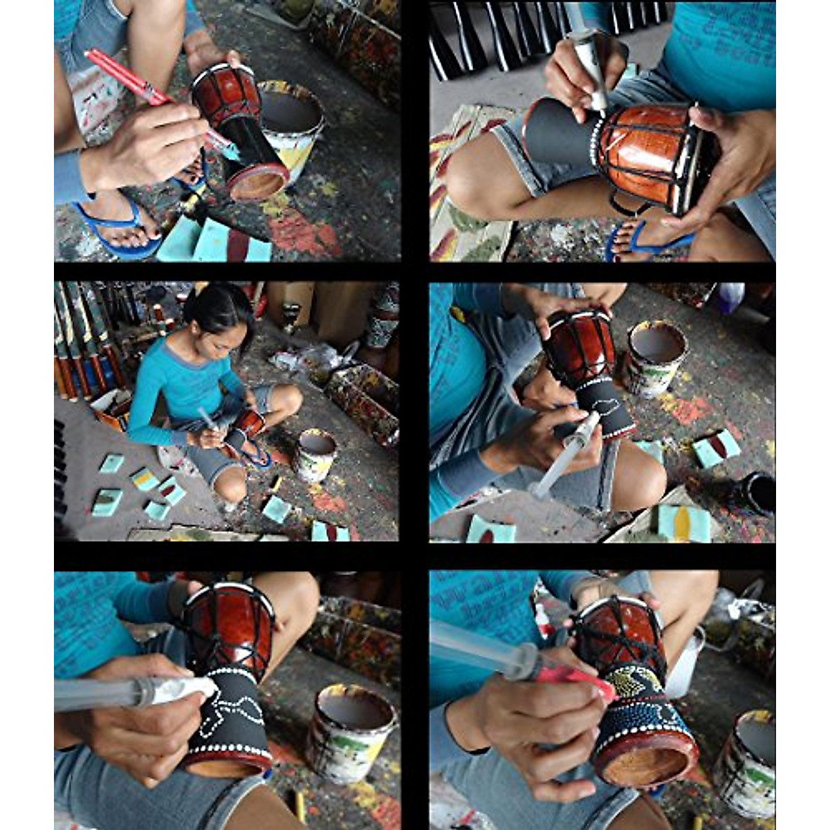 X8 Drums Mini Djembe Drum with Gecko Painted Design