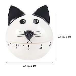 1Pc Manual Timer Plastic Lovely Kitchen Timer Cat Shaped Mechanical Timer Adorable Reminder Cartoon Cooking Timer Cooking Cooking Clock Timer Supplies Mechanical Timer