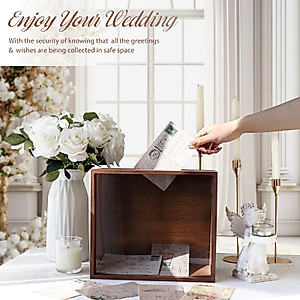 OurWarm Wooden Wedding Card Box for Reception, Money Gift Card Box for Wedding, Card Storage Box Wedding Decorations for Reception Party Birthday Wedding Gifts