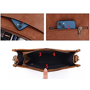 HAIBOLAN Shoulder Bag for Women Leopard Adjustable Guitar Strap Crossbody Purse Vegan Leather Bucket Handbags (A-Brown)