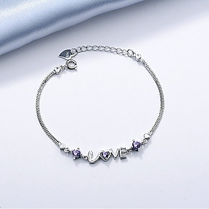 Wrap Bracelets for Women Birthday Gifts Strand Bangle Armband Jewelry for Teen Girls Silver Tone Bracelet Chain Plated Mother’s Adjustable Day for Women Armband (Purple, One Size)