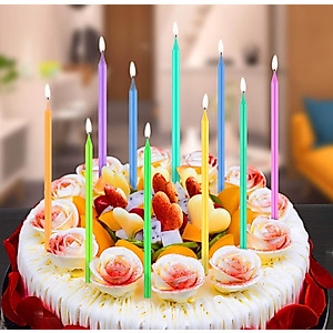 Cwise-100 Count Rainbow Birthday Candles -Long Thin Cake Candles - Giant Pack Colorful Pencil Candles Birthday Candle - Birthday, Celebration, Wedding. Cake Decorations (100 PCS)