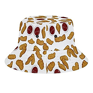 Vajriputra Fried Chicken Nuggets　 Summer Hats for Women, Unisex Bucket Hat Sun Hat Full Print Outdoor Beach Travel　Adult Uniform Code