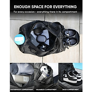 FIGHTR® Sports bag & travel Duffel bag for men and women - with shoe compartment & wet compartment - bag for sports, fitness & travel - training bag, gym bag, martial arts bag