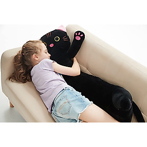 Long Cat Plush Body Pillow, 43'' Long Cat Stuffed Animals Cute Soft Plushies Kawaii Kitten Plush Pillow Doll Toy Cute Plushies Gifts for Kids Girlfriend Birthday