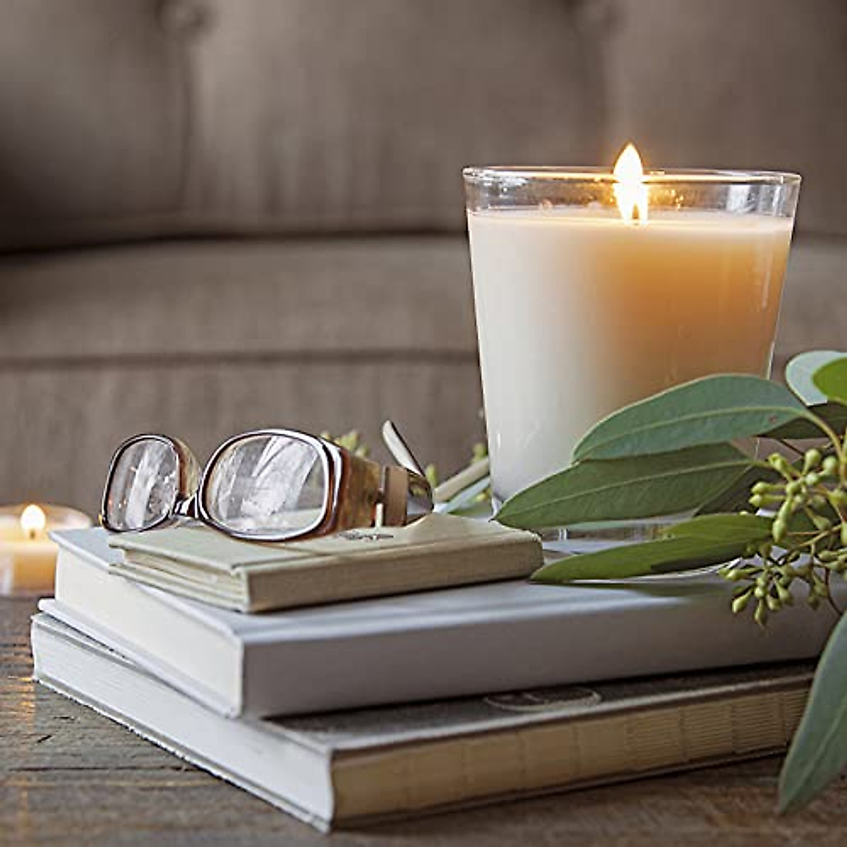 15 Hour Unscented White Votive Candles in Glass, 20 Packs Soy Wax Candles for Wedding Table Home Spa Holidays Party