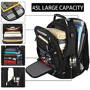 Mogplof 17 inch Laptop Backpack, Large Travel Backpack with USB Charge Port, Water Resistant Travel Backpack Airline Approved for on Bisuness, College Bookbag Durable, TSA Friendly Backpack Luggage