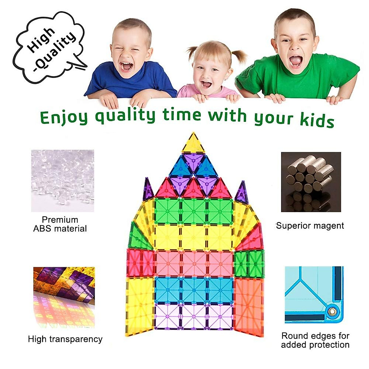 iMissiu 78pcs Magnetic Building Blocks for Kids 3D Educational Construction Tiles Set- Super Durable with Strong Magnets and Superior Color- Learning Construction Toy for Age 3 4 5 6 7 Years Old