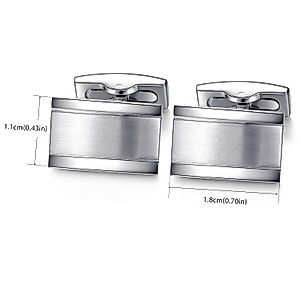 HONEY BEAR Rectangle Cufflinks for Mens Steel Business Wedding Gift Silver