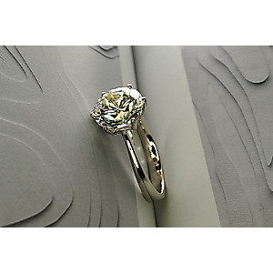 TenFit Jewelry Elegant 4ct Round Cushion Cut Solitaire Halo Diamond Wedding Engagement Ring, Size:6