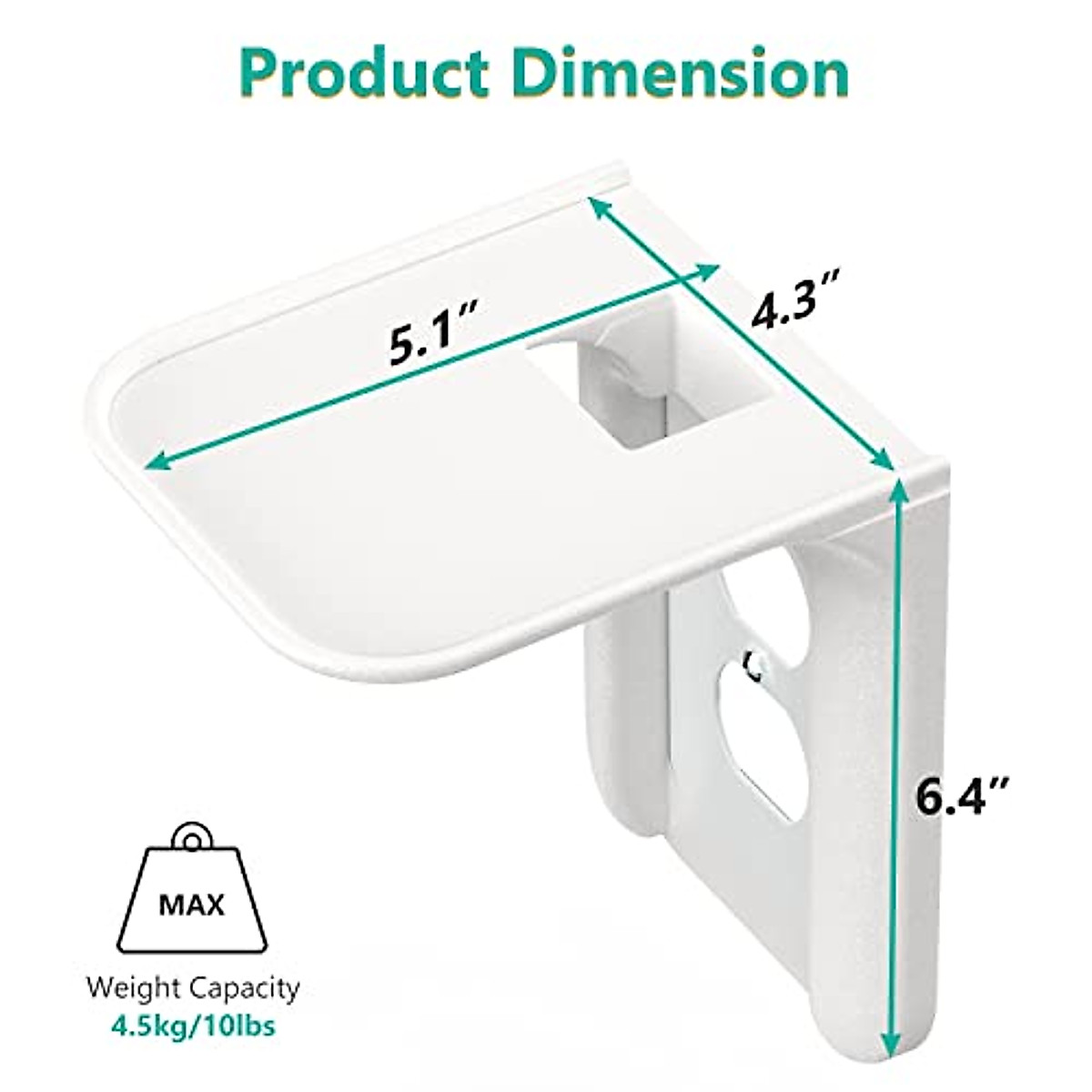 WALI Outlet Shelf Wall Holder, Standard Vertical Duplex Decorative Outlet Space Saving for Smart Home Speakers Anything up to 10lbs, Easy Install with in a Minute (OLS001-W), 1 Pack, White