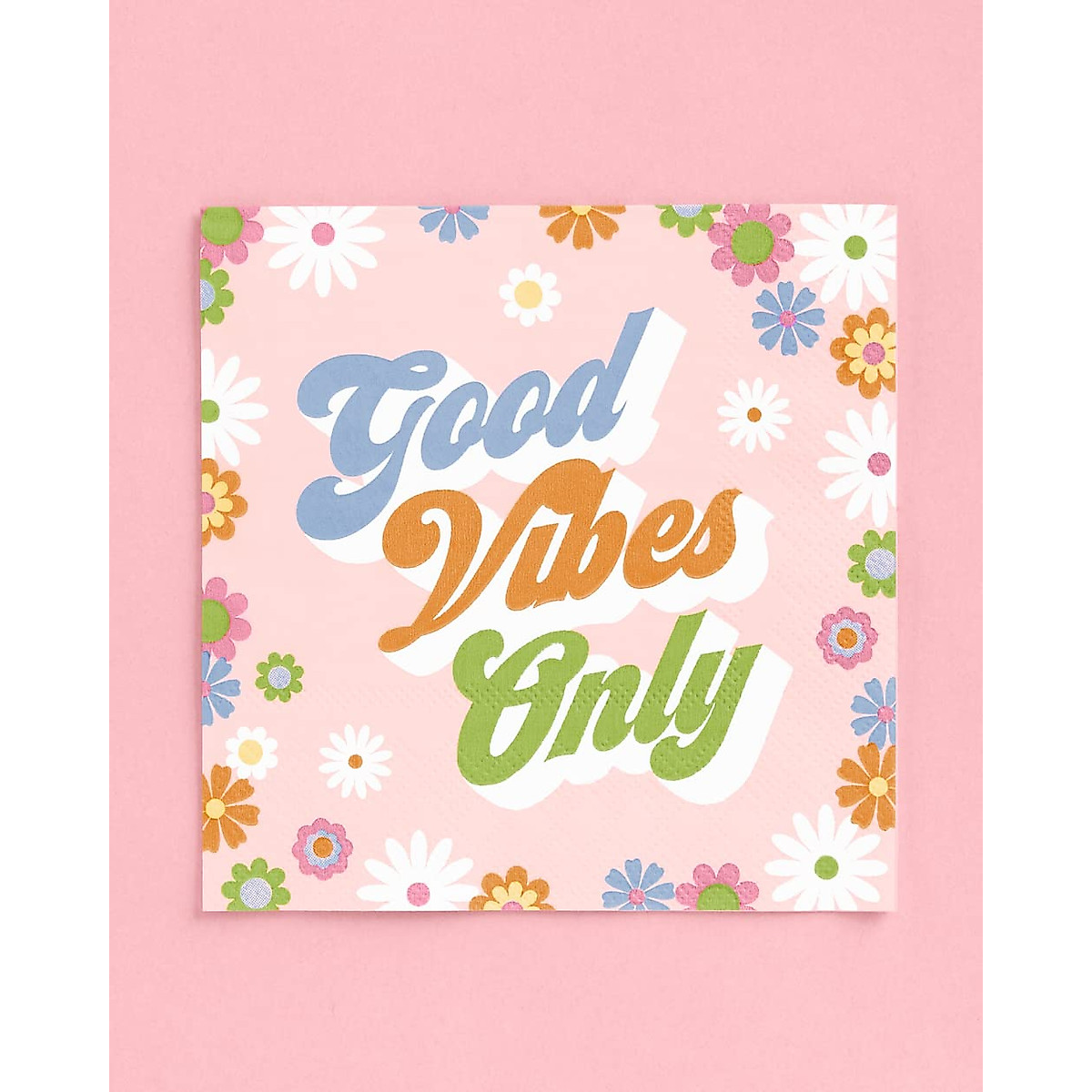 xo, Fetti Groovy Napkins - 3-ply, 24 pcs | Happy Pastel Birthday Party Decorations, 70s Baby Shower, Cool Peace Cake Napkins