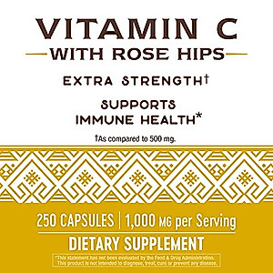 Nature's Way Vitamin C with Rose Hips; 1000 mg Vitamin C per Serving; 250 Capsules