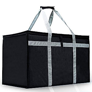 Bodaon Insulated Food Delivery Bag for Catering, XXX-Large, Hot Cold Meal Restaurant, Grocery Bags for Uber Eats, Instacart, Doordash, Grubhub, Postmates, Black