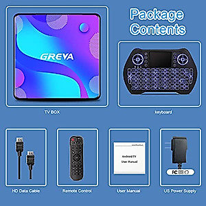 GREVA Android TV Box 11 - Smart TV Box 2GB 16GB Dual Band WiFi, Support 4K HDR Smart Streaming Player with Keyboard, BT 4.1, H.265 Set Top Box