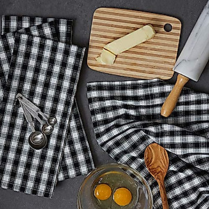 DII French Check Kitchen Collection Decorative Oversized Cotton Dishtowels, 18x28, Black/White, 4 Piece