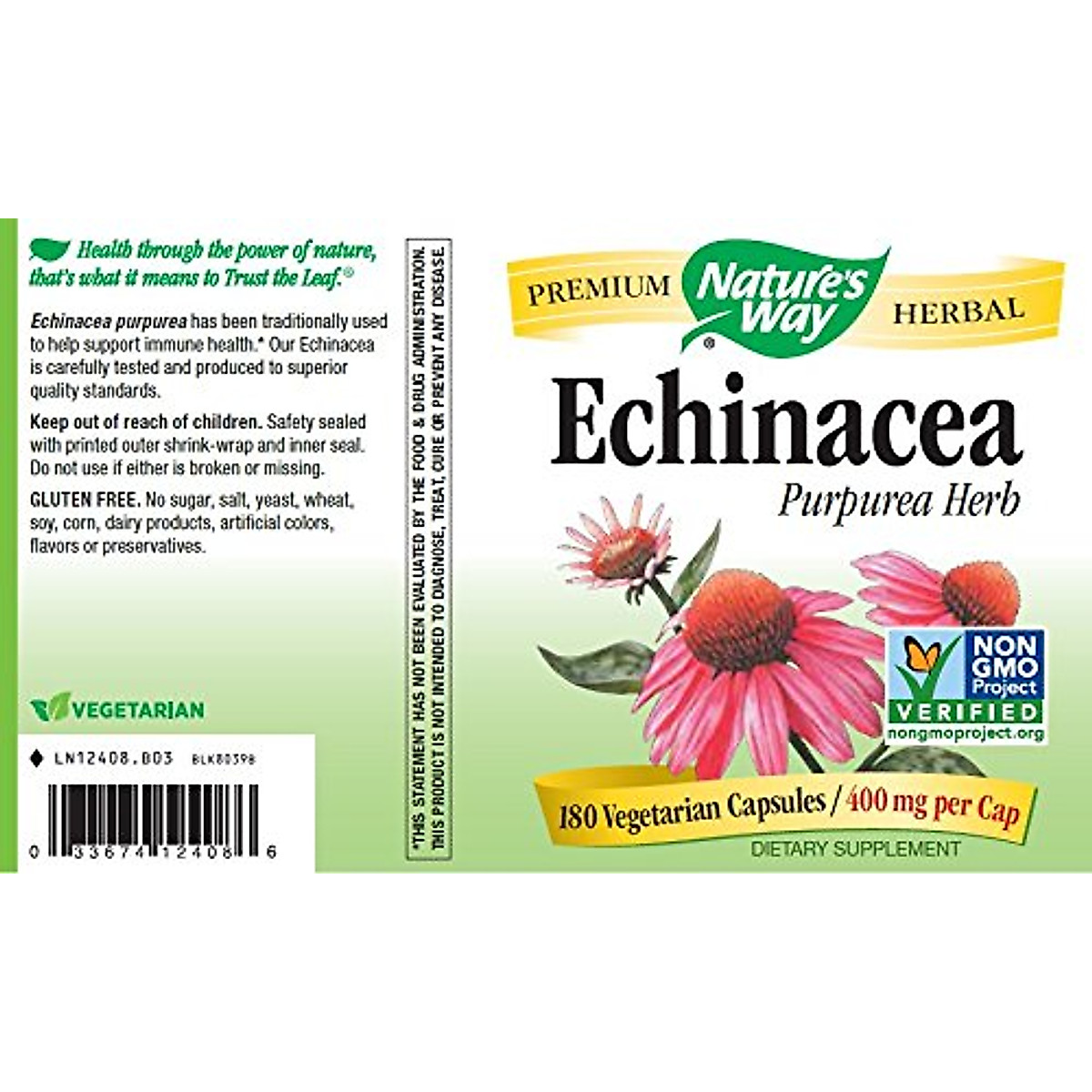 Nature's Way Echinacea Herb Capsules, 180 Count