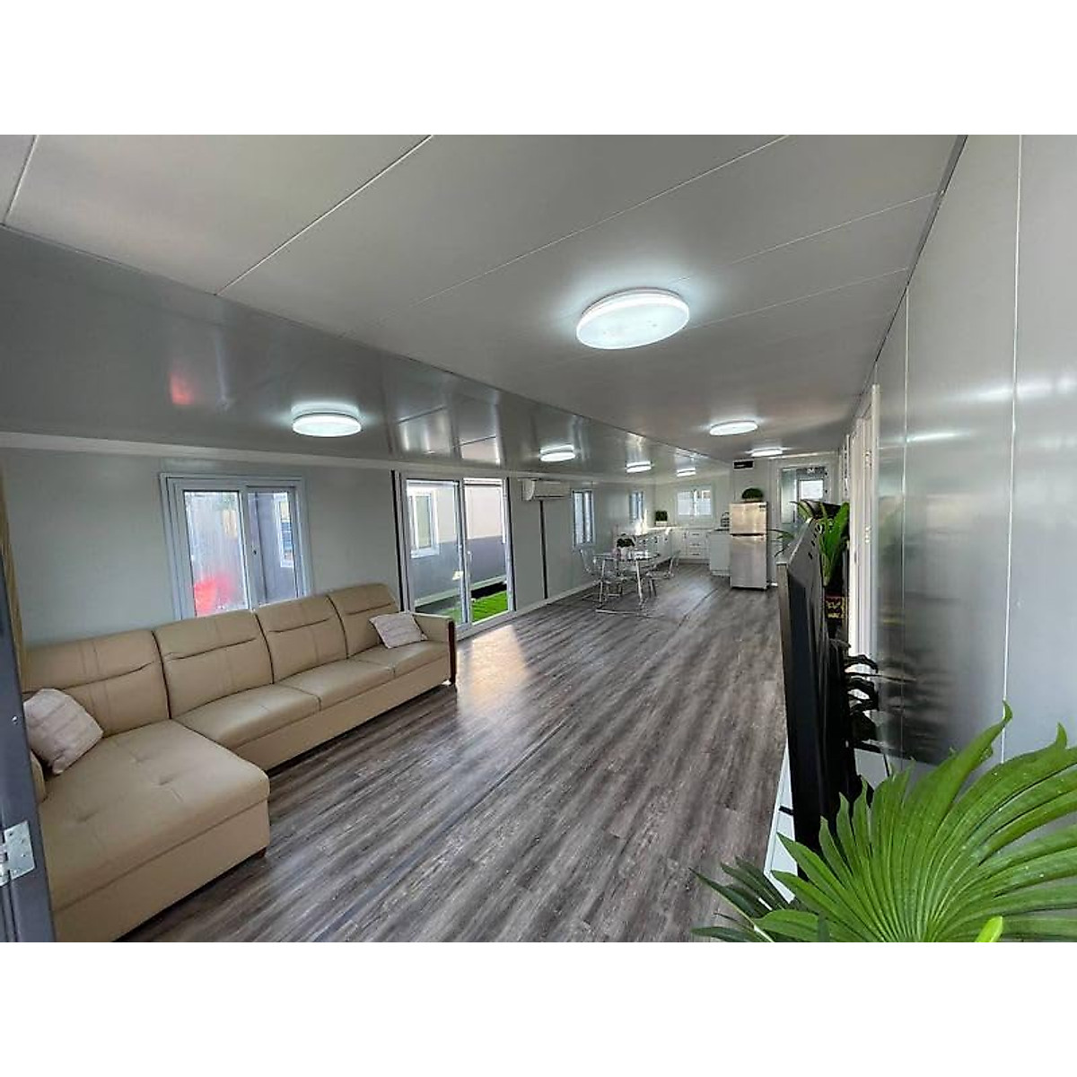 40FT Tiny House to Live in,SAA Portable Prefab House with 3 Bedroom 1 Full Equipped Bathroom and Kitchen,Foldable Mobile Home with Steel Frame,Prefabricated Expandable Container House for Adult Living