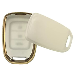 REPROTECTING TPU Key Fob Cover Compatible with 2013-2021 Honda Accord CR-V Civic Crosstour Fit HR-V（Only Fit Straight Key fob, Smart Key Fob Not Fit. (Black/White)