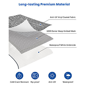 Xenjum RV Awning Fabric Replacement, 18.5oz Heavy-Duty Weatherproof Vinyl Camper Awning Replacement Universal Outdoor Canopy for RV, Trailer, and Motorhome Awnings-Black Fade- 15'(Fabric 14'2")