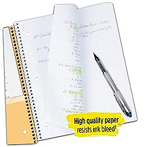 Five Star Spiral Notebook, 1 Subject, Wide Ruled Paper, 100 Sheets, 10-1/2" x 8", White (72877)