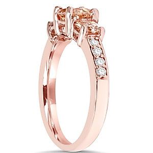 P3 POMPEII3 1 1/2CT Morganite & Diamond 3-Stone Engagement Ring 14K Rose Gold - Size 7