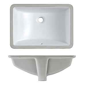 MEJE #202H -18 Inch Vessel Sink Rectangle Undermount Bathroom Sink Lavatory Vanity Ceramic, White