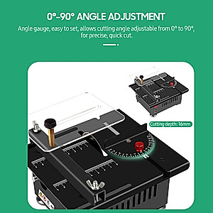 Weytoll Multi-Functional Table Saw,100W Mini Desktop Electric Saw Cutter Speed & Angle Adjustable 16MM Cutting Depth with Blade Flexible Shaft and More Accessories for Wood Plastic Acrylic Cutting