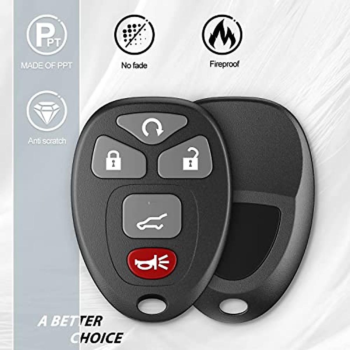 5 Buttons Keyless Entry Remote Control Car Key Fob for Chevy Traverse Tahoe Suburban/Buick Enclave/Cadillac Escalade/07-2016 GMC Acadia Yukon (OUC60270 OUC60221),Set of 1