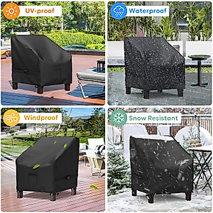 Outdoor Chair Covers For Patio Furniture Waterproof, Gorpche Patio Chairs Covers with Fastener Windproof Buckle Straps, Heavy Duty Lawn Outdoor Furniture Covers fits up to 31 x 33 x 36 inches(2 Pack)