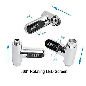 KAMEISHI Shower Thermometer Second Generation Led Digital Display Baby Bath Water Fahrenheit Celsius Thermometer 360°Rotating Screen for Home Bathroom Kitchen k2