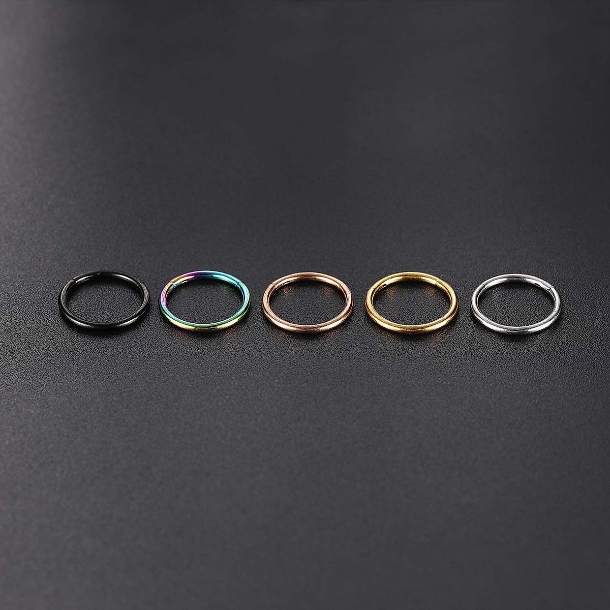 20 Gauge Surgical Steel Segment Ring with Hinge Clicker Nose Lip Round Hoop Septum Jewelry Ring Piercing Earrings 3/8 Inch