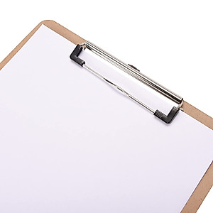Hongri Hardboard Clipboard, Letter Size Wood Clipboard for Nurses, Lawyers, Students, Classroom, Office, Women, Man, A4 Standard Size 9" x 12.5", with Low-Profile Metal Clip, Brown
