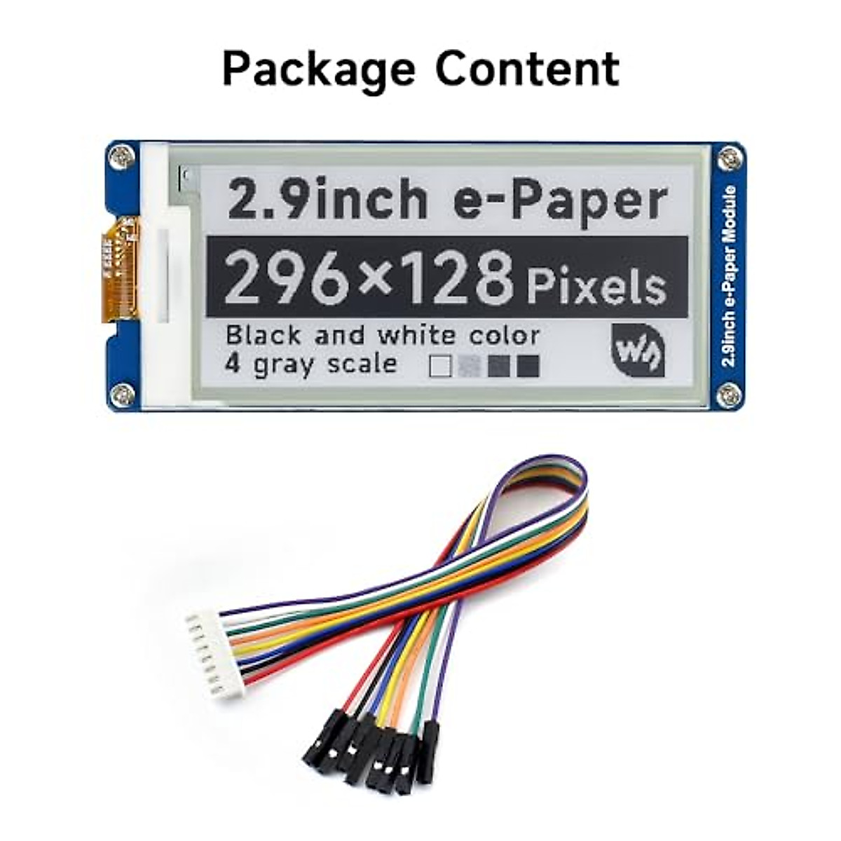 Waveshare 2.9inch E-Ink Display Module Compatible with Raspberry Pi 4B/3B+/3B/2B/B+/A+/Zero/Zero W/WH/Zero 2W Series Boards 296x128 Resolution SPI Interface Supports Partial Refresh