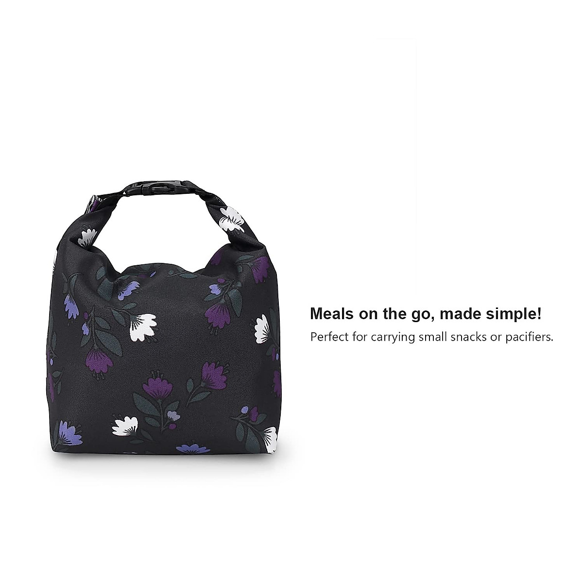 MOV COMPRA Insulated Snack Bag- Women Reusable Sandwich & Snack Bags, Leakproof Food Storage Small Lunch Bag For Picnic,Work(Small，Purple Flower